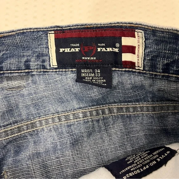 Phat Farm | Jeans | Vintage Phat Farm Jeans Mens 34x33 Blue Distressed ...